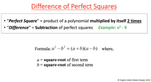 Factoring The Difference Of 2 Squares - Higher Math Made Simple