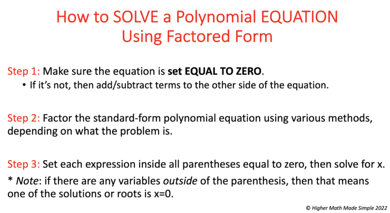 Solve By Factoring Quadratics & Other Functions - Higher Math Made Simple